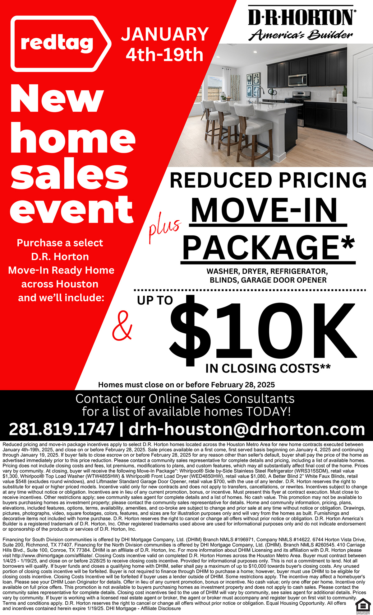 D.R. HORTON RED TAG SALES EVENT GOING ON NOW! | Mill Creek Community